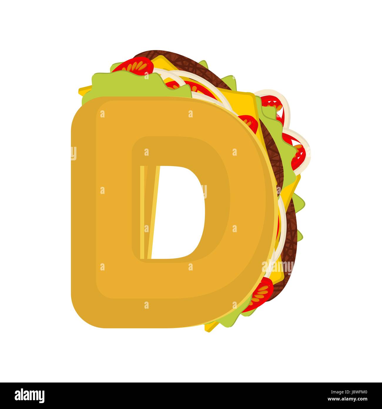 Letter D tacos. Mexican fast food font. Taco alphabet symbol. Mexico ...