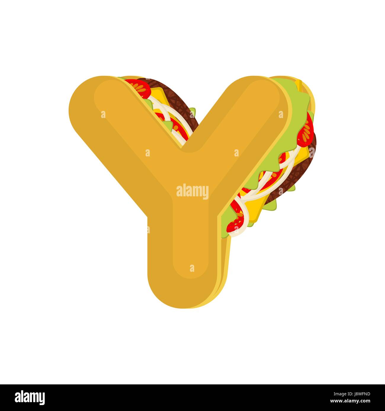 Letter Y tacos. Mexican fast food font. Taco alphabet symbol. Mexico ...