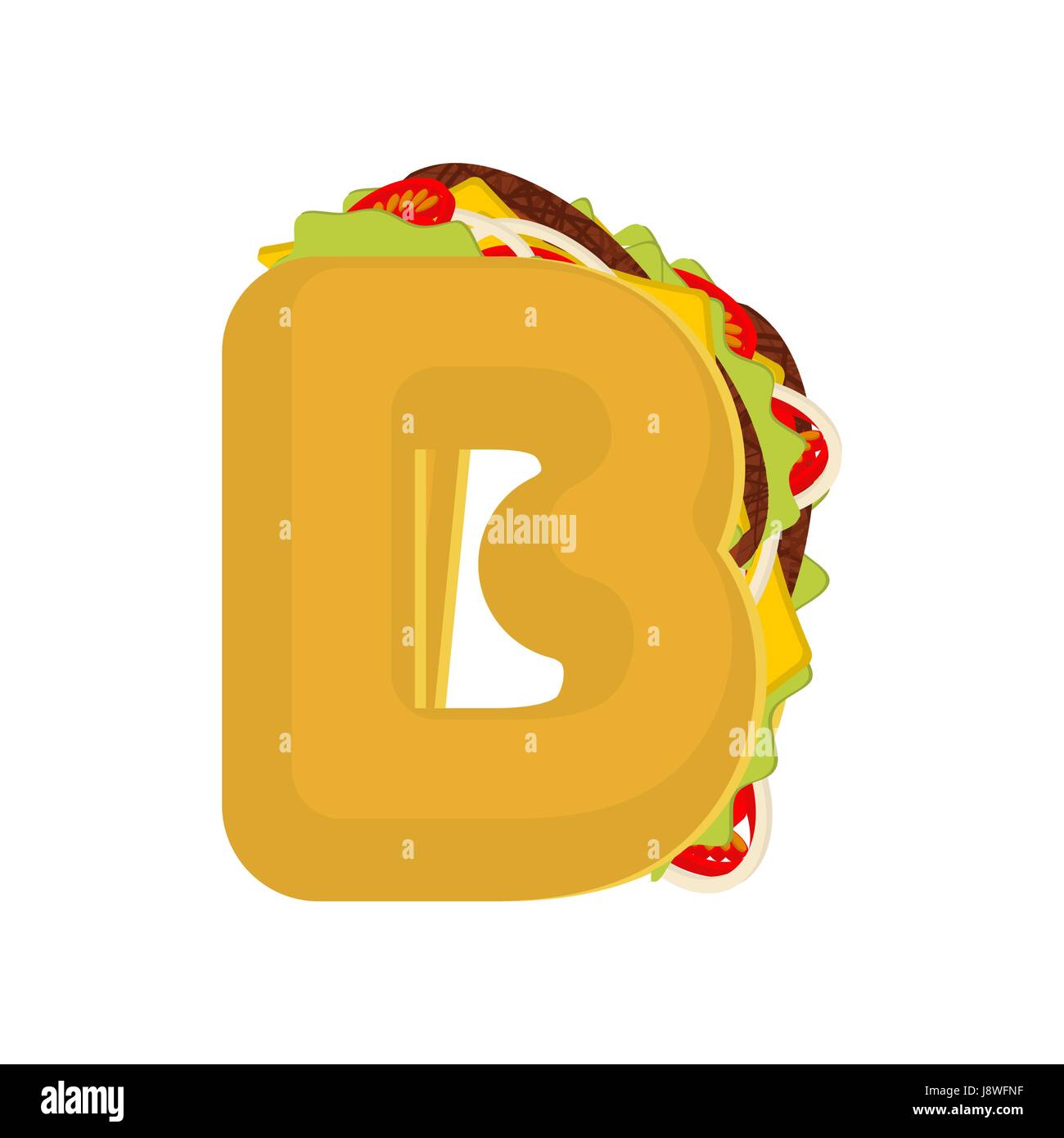 Letter B tacos. Mexican fast food font. Taco alphabet symbol. Mexico ...