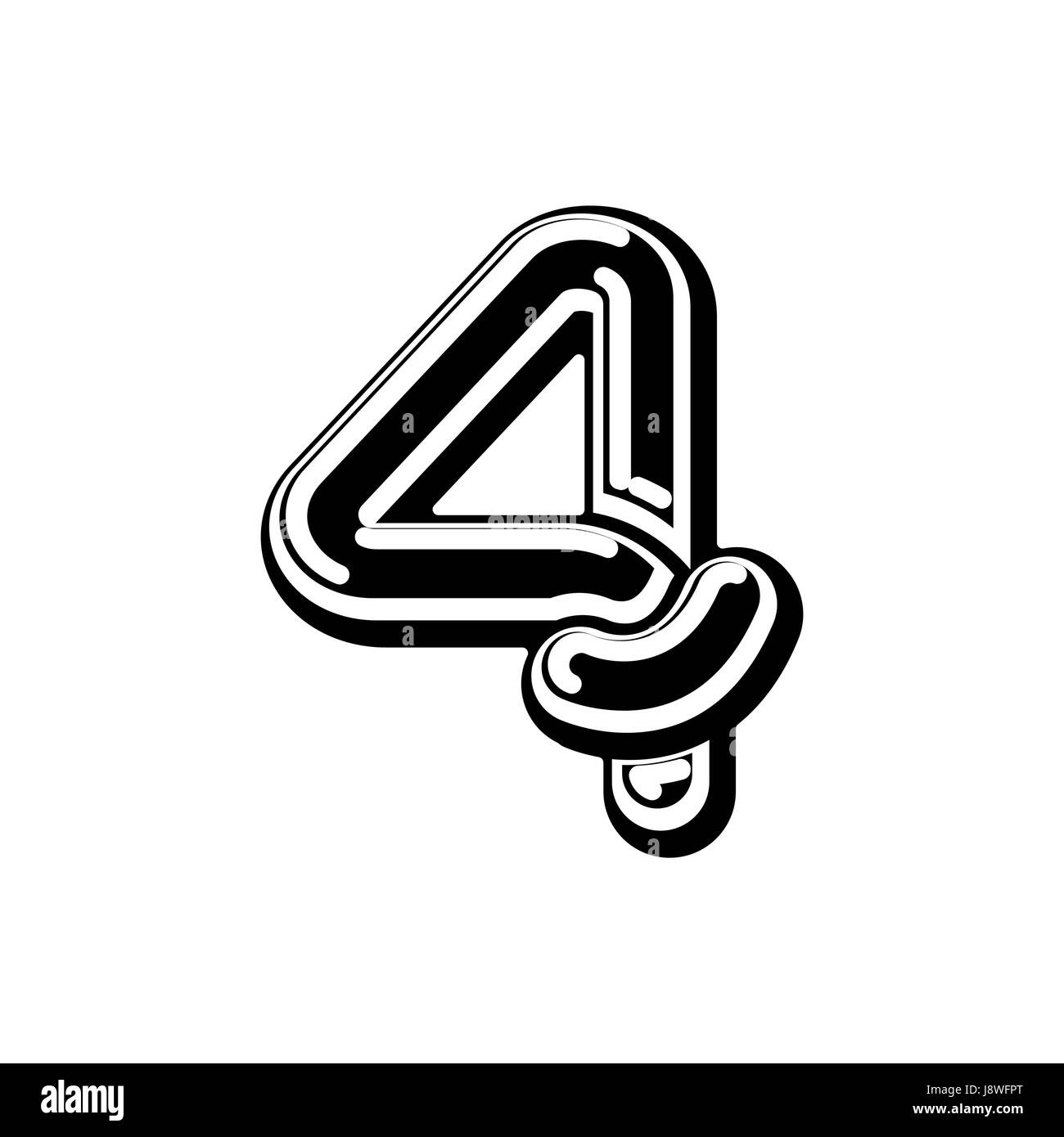 Number 4 Celtic font. norse medieval ornament ABC sign four ...
