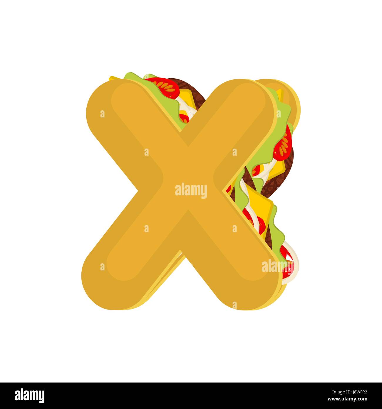 Letter X tacos. Mexican fast food font. Taco alphabet symbol. Mexico ...
