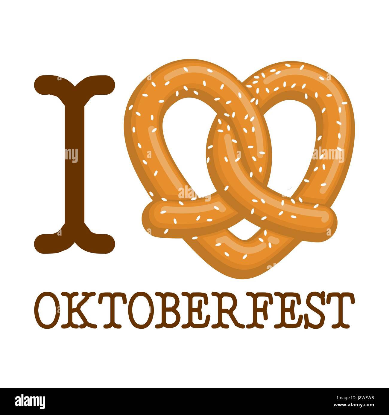 I Love Oktoberfest. pretzel heart. Food lover sign. Traditional German ...