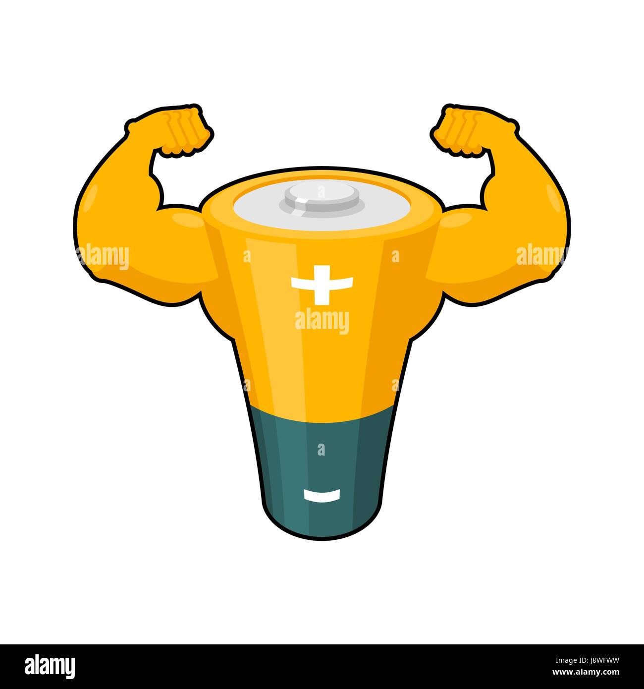 Strong battery. Powerful accumulator. Power energy supply Stock Vector ...