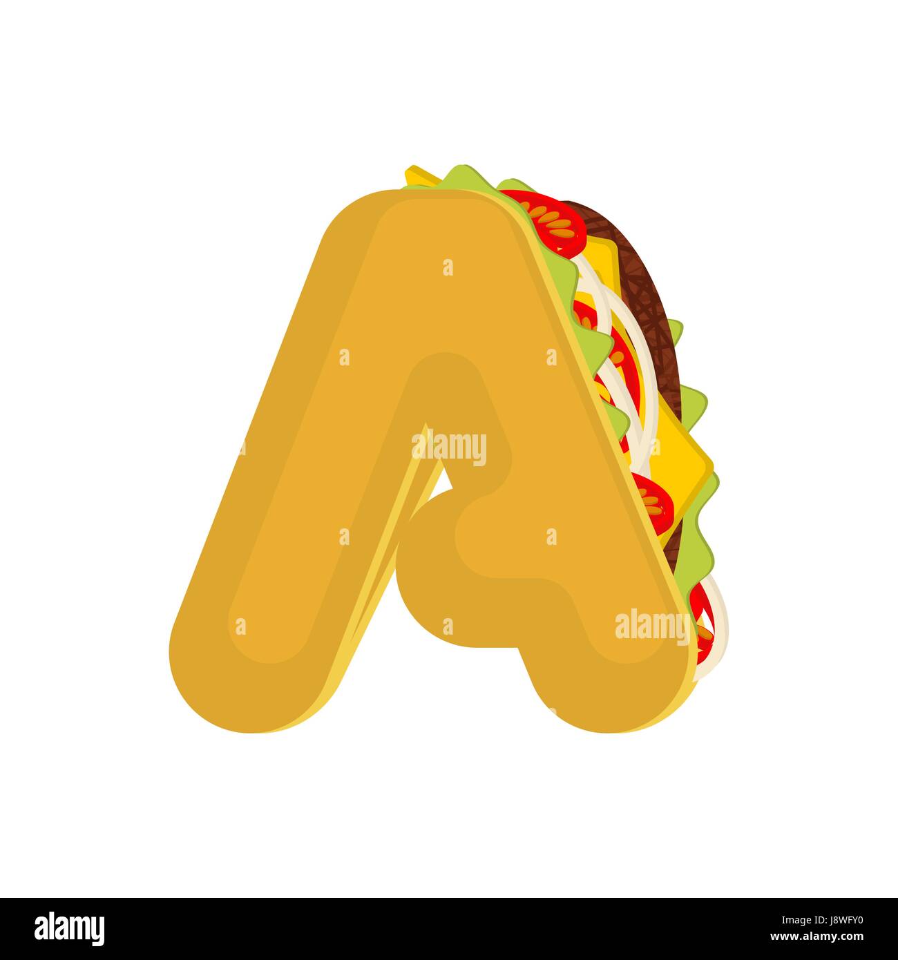Letter A tacos. Mexican fast food font. Taco alphabet symbol. Mexico ...