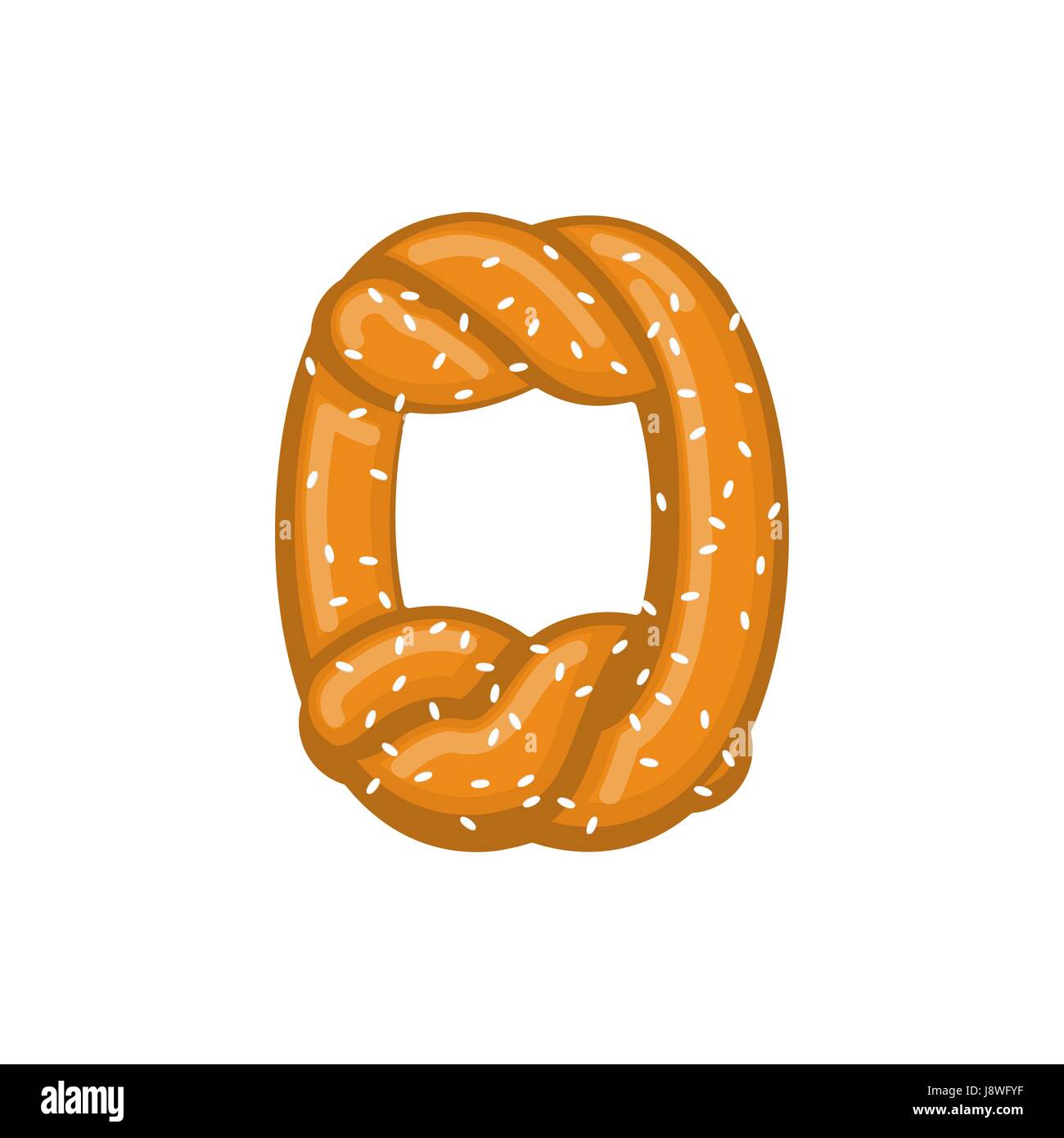 Number 0 pretzel. snack font zero symbol. Food alphabet sign ...