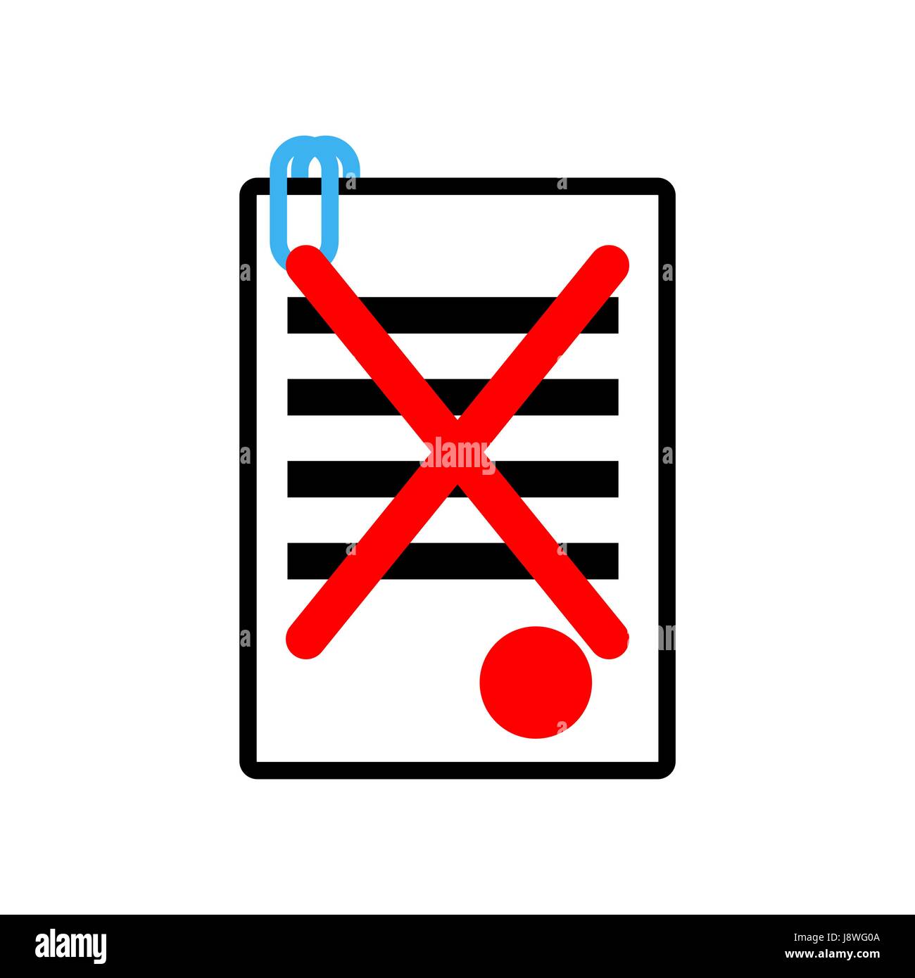 Documents reject icon sign. Office symbol. contract sheet with red seal ...