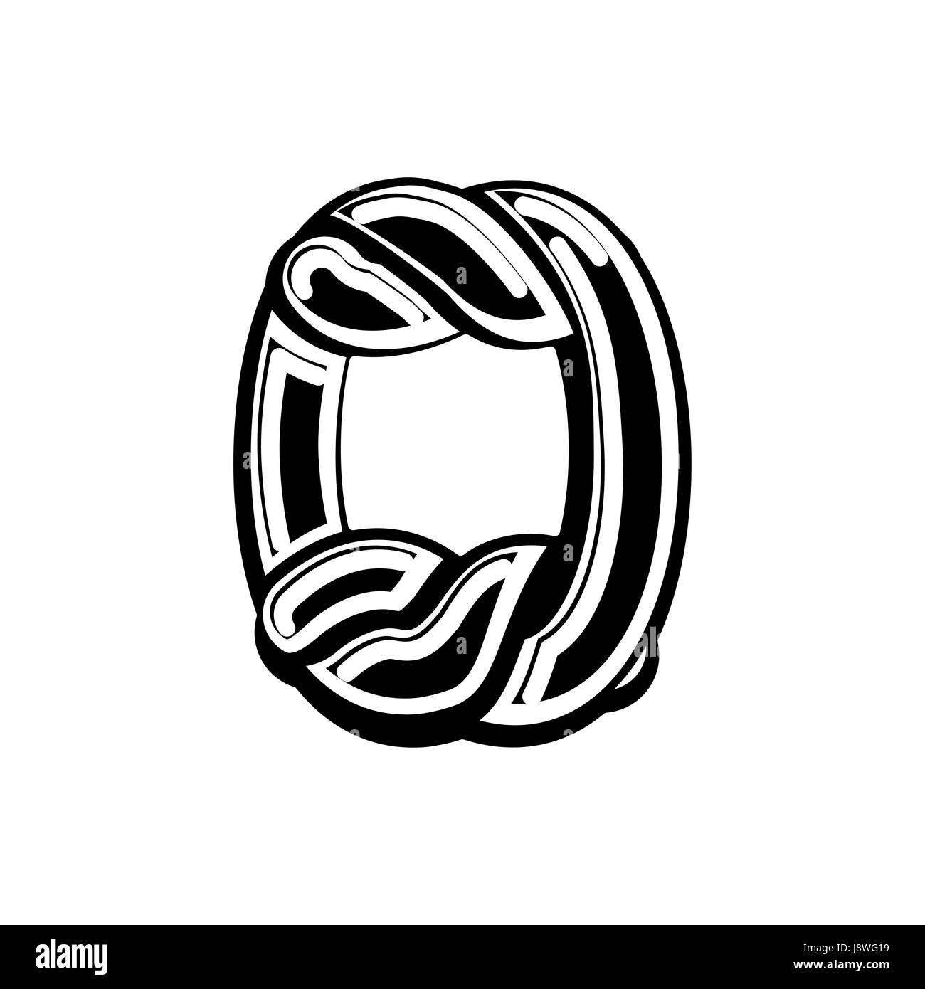 Number 0 Celtic font. norse medieval ornament ABC sign zero ...