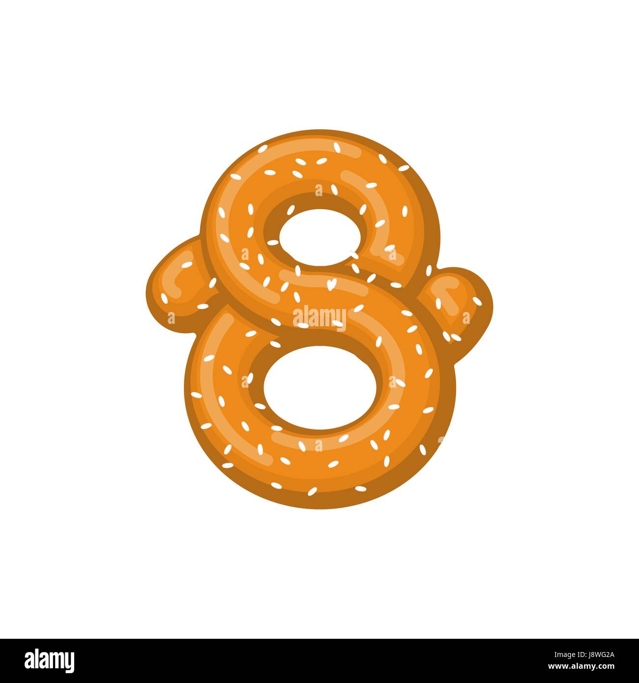 Number 8 pretzel. snack font eight symbol. Food alphabet sign ...