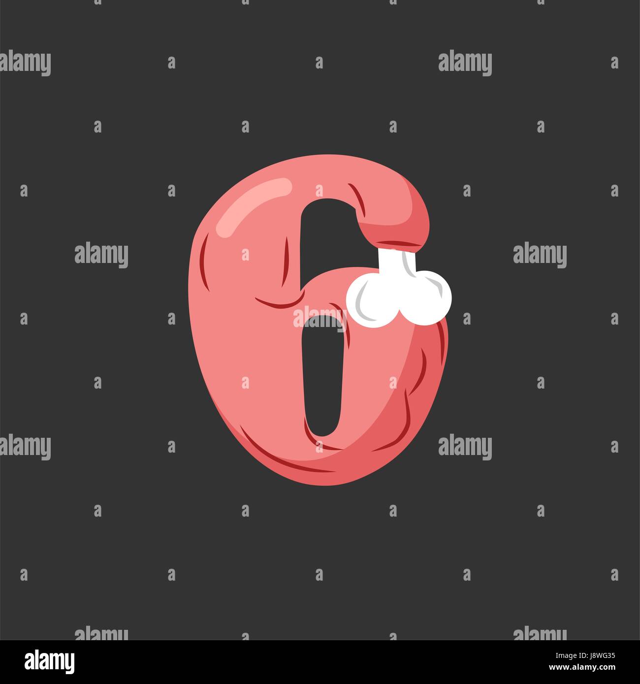Number 6 meat. Pork and bone font six. Ham alphabet sign. Beef ABC ...
