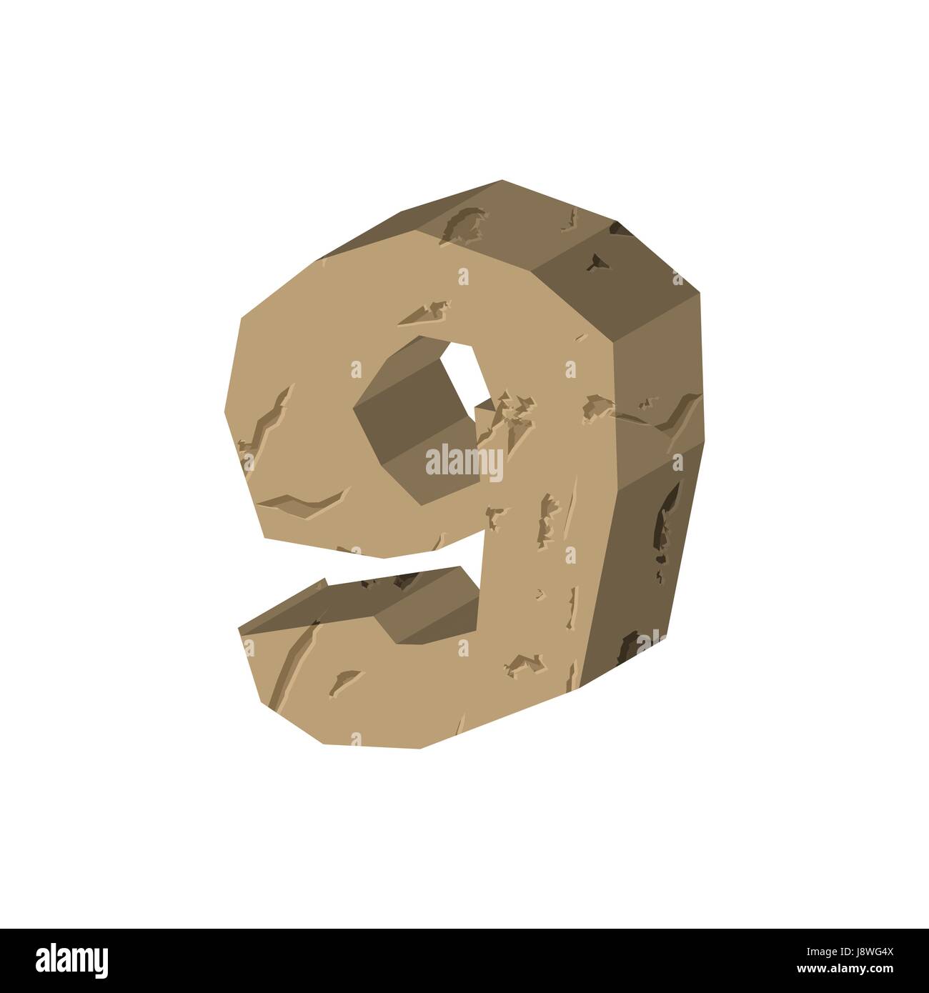 Number 9 stone. Rock font nine . Stones alphabet symbol. rocky crag ABC ...