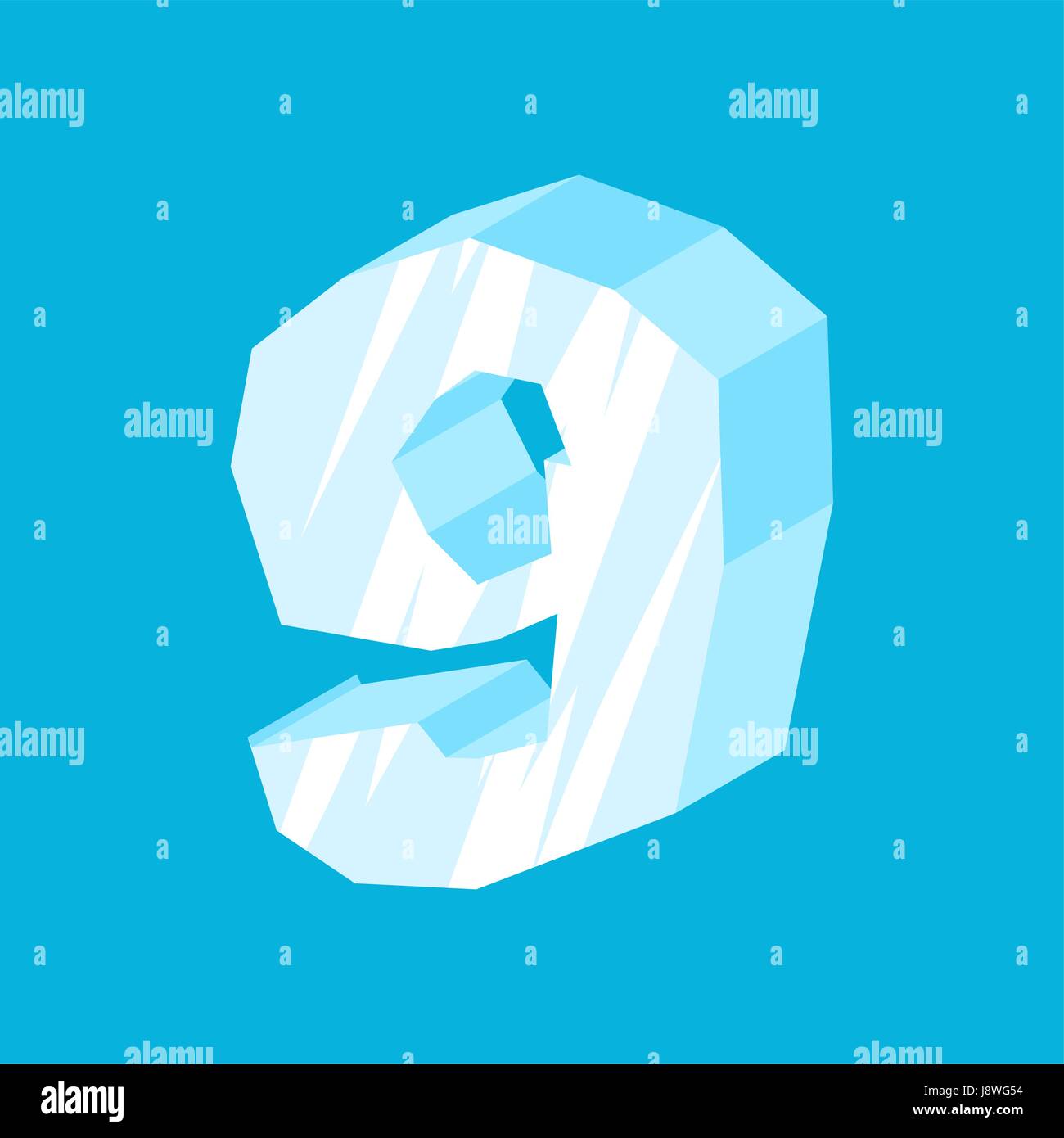 Number 9 ice. Icicles font nine. Frozen alphabet symbol. Iceberg ABC ...