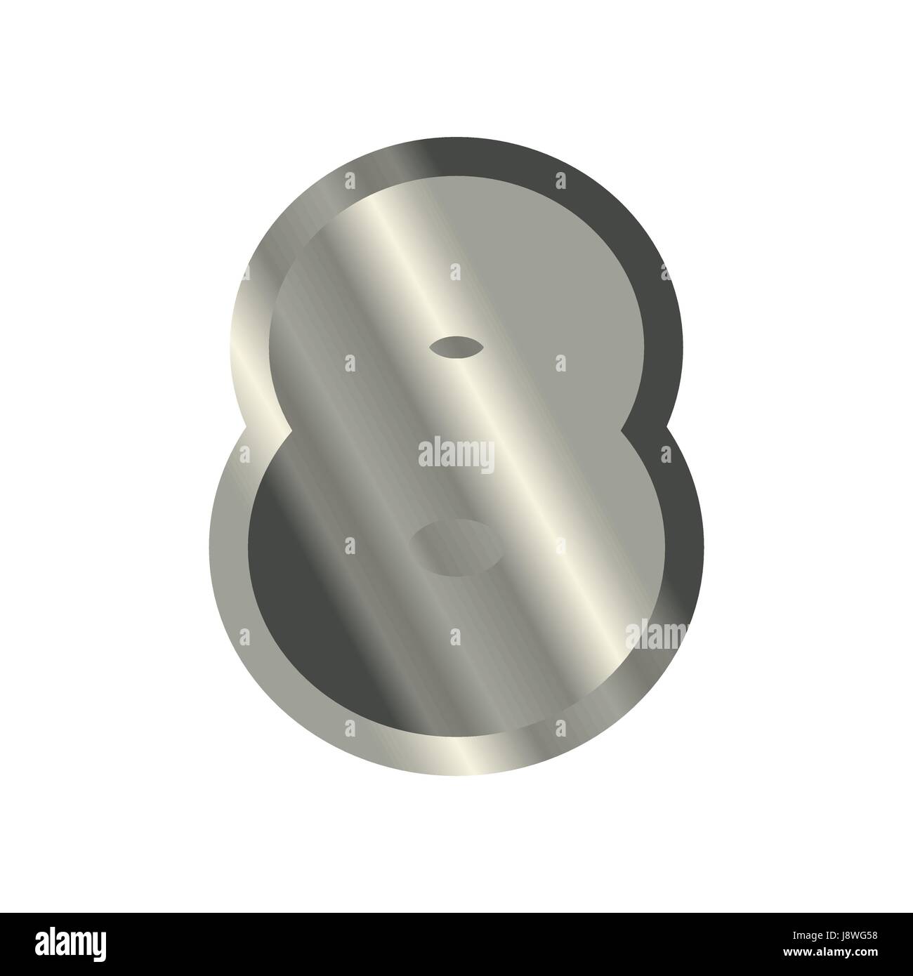 Number 8 steel. Metal font eight . Silver alphabet sign. Iron ABC ...