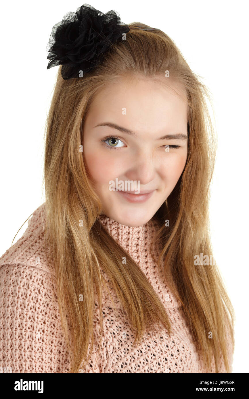 isolated, portrait, one, teenager, young, younger, white, girl, girls ...