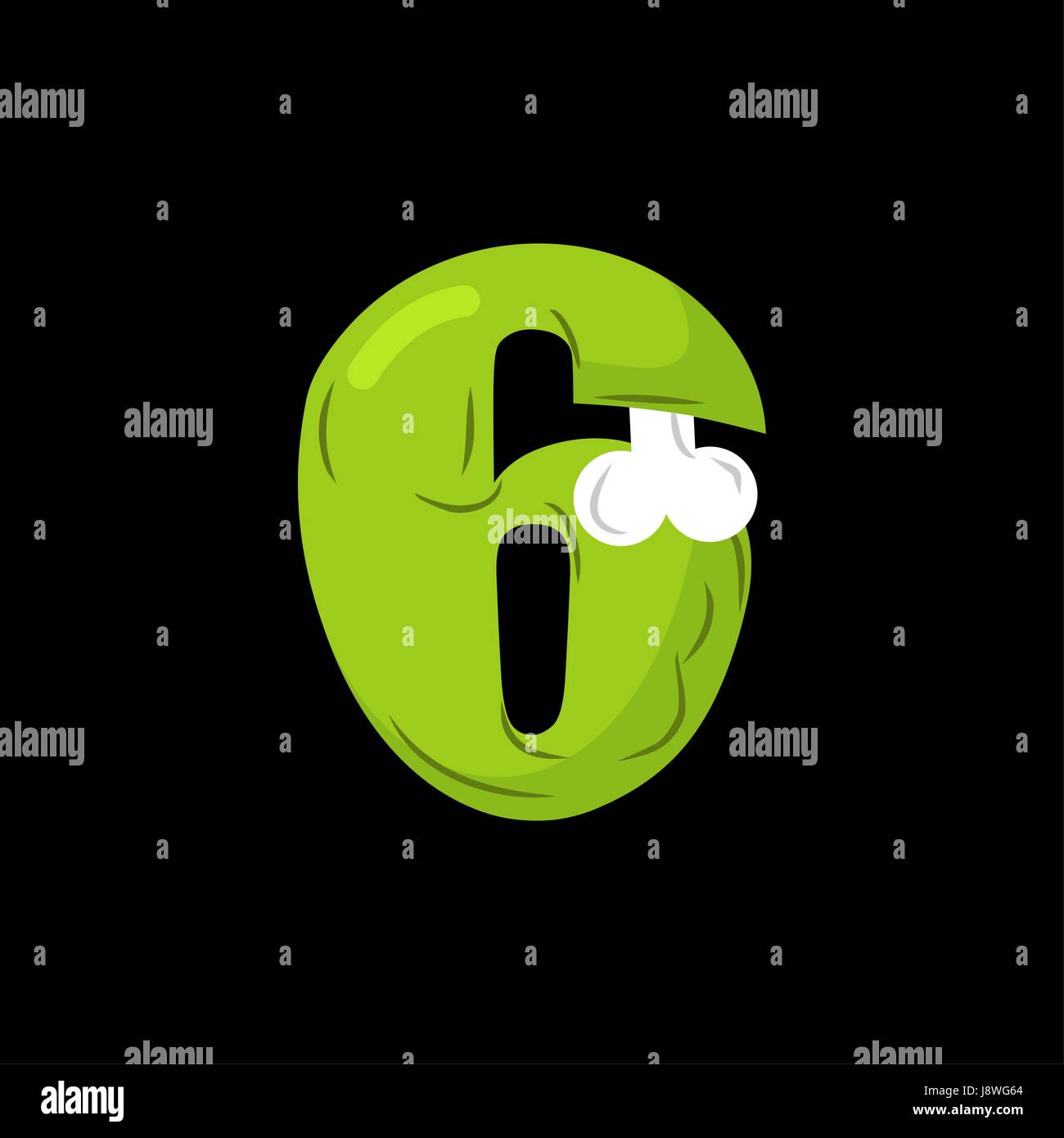 Number 6 zombie. Monster Font six. bones and brains alphabet sign ...
