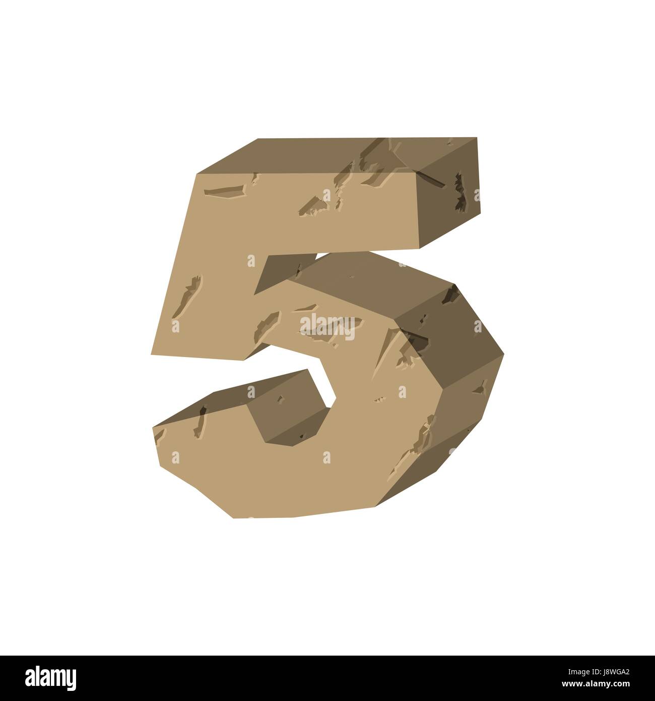 Number 5 stone. Rock font five. Stones alphabet symbol. rocky crag ABC ...