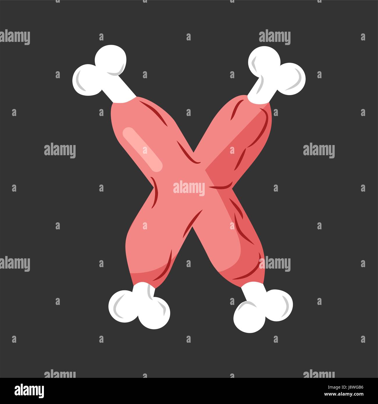 Letter x meat font. Pork and bone alphabet sign. Ham lettering. Beef ...
