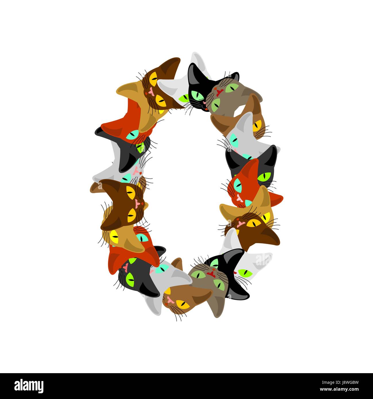 Number 0 cat font. Cats number zero. Pet alphabet sign. home animal ABC ...