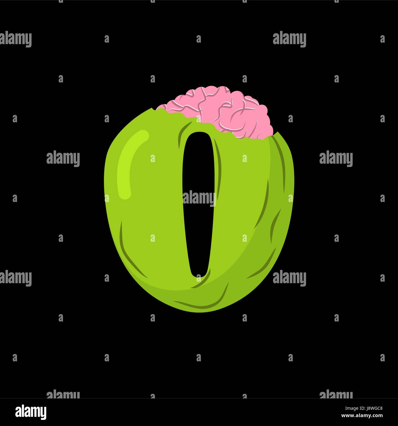 Number 0 zombie. Monster Font zero. bones and brains alphabet sign ...