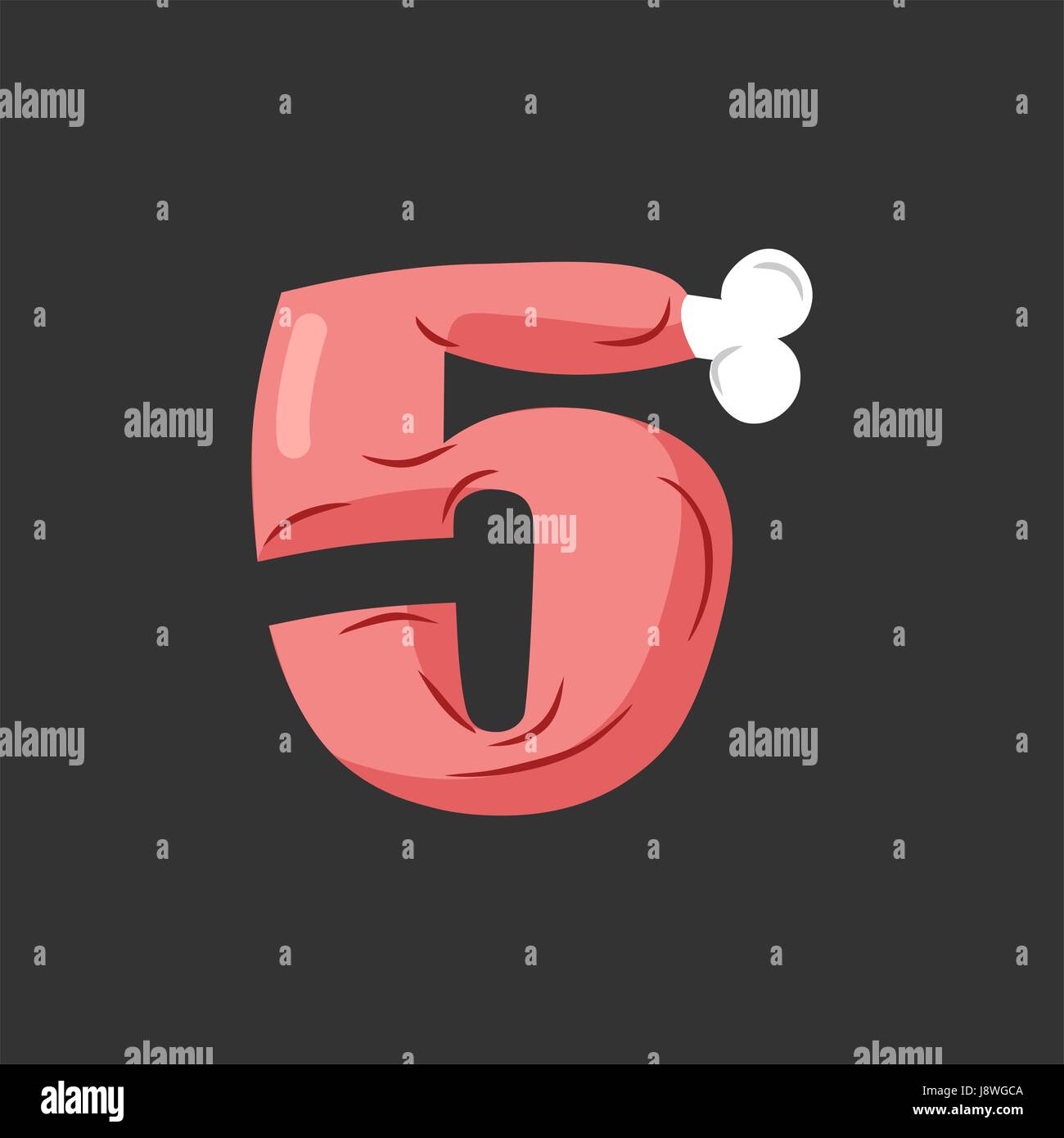 Number 5 meat. Pork and bone font five. Ham alphabet sign. Beef ABC ...