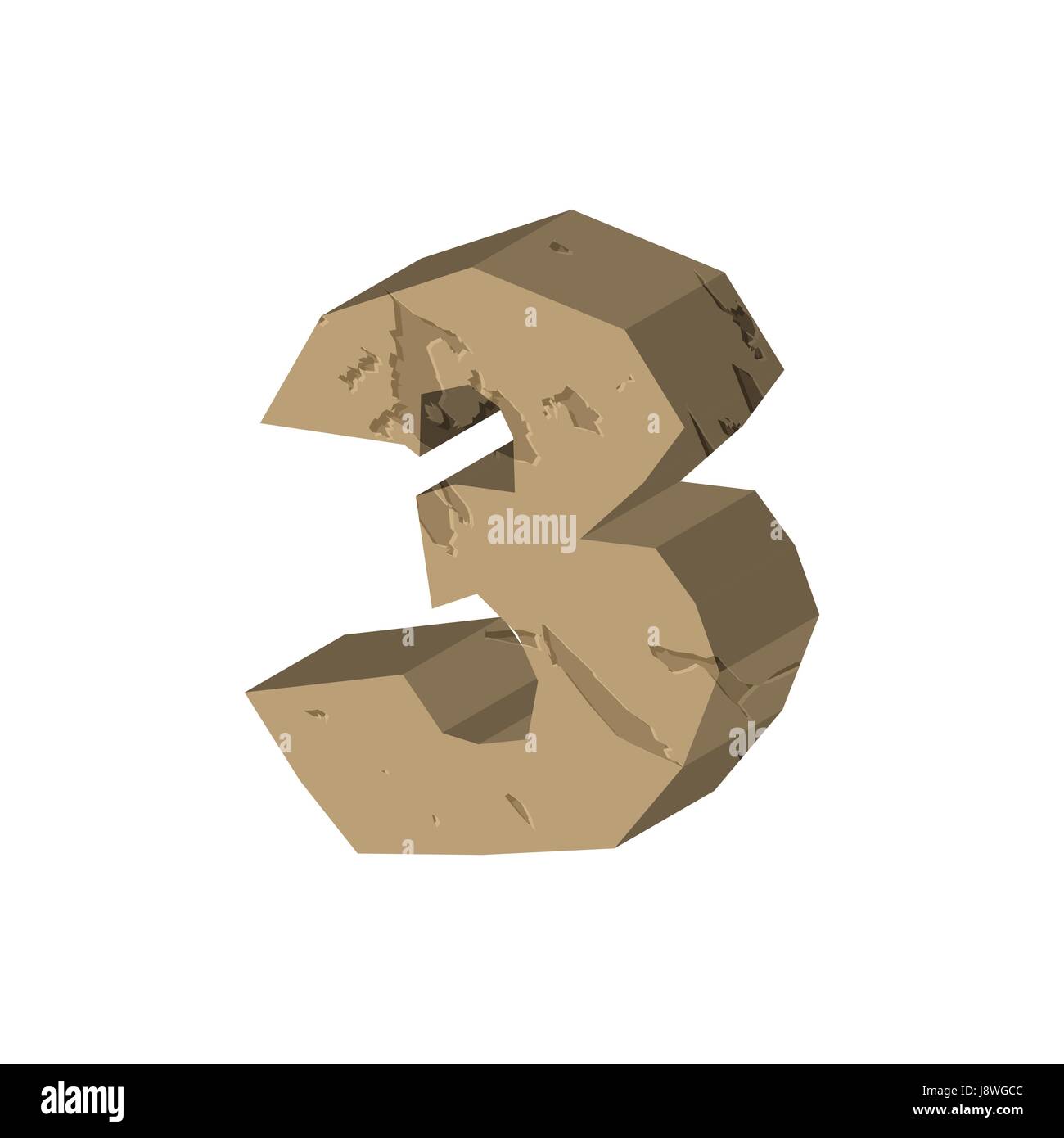 Number 3 stone. Rock font three. Stones alphabet symbol. rocky crag ABC ...