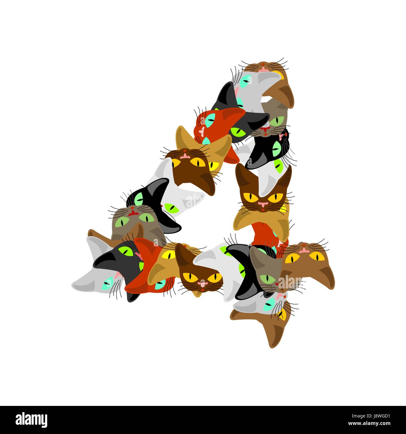 Number 4 cat font. Cats number four. Pet alphabet sign. home animal ABC ...