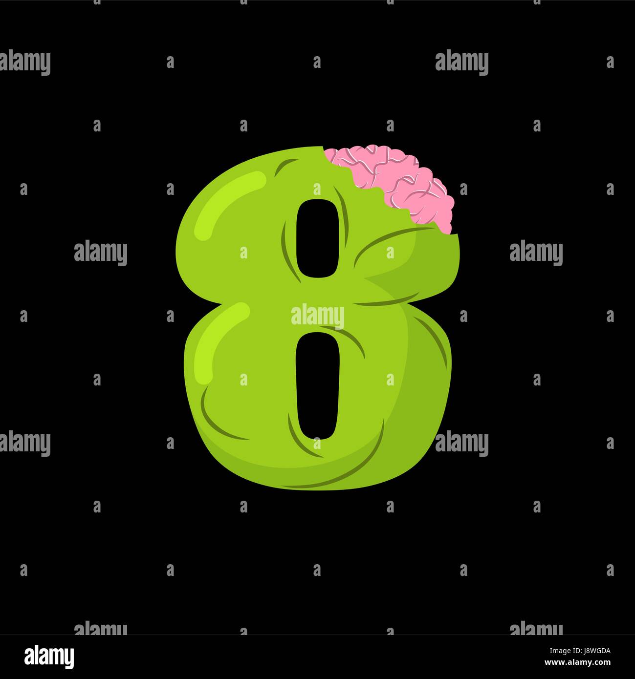 Number 8 zombie. Monster Font eight . bones and brains alphabet sign ...