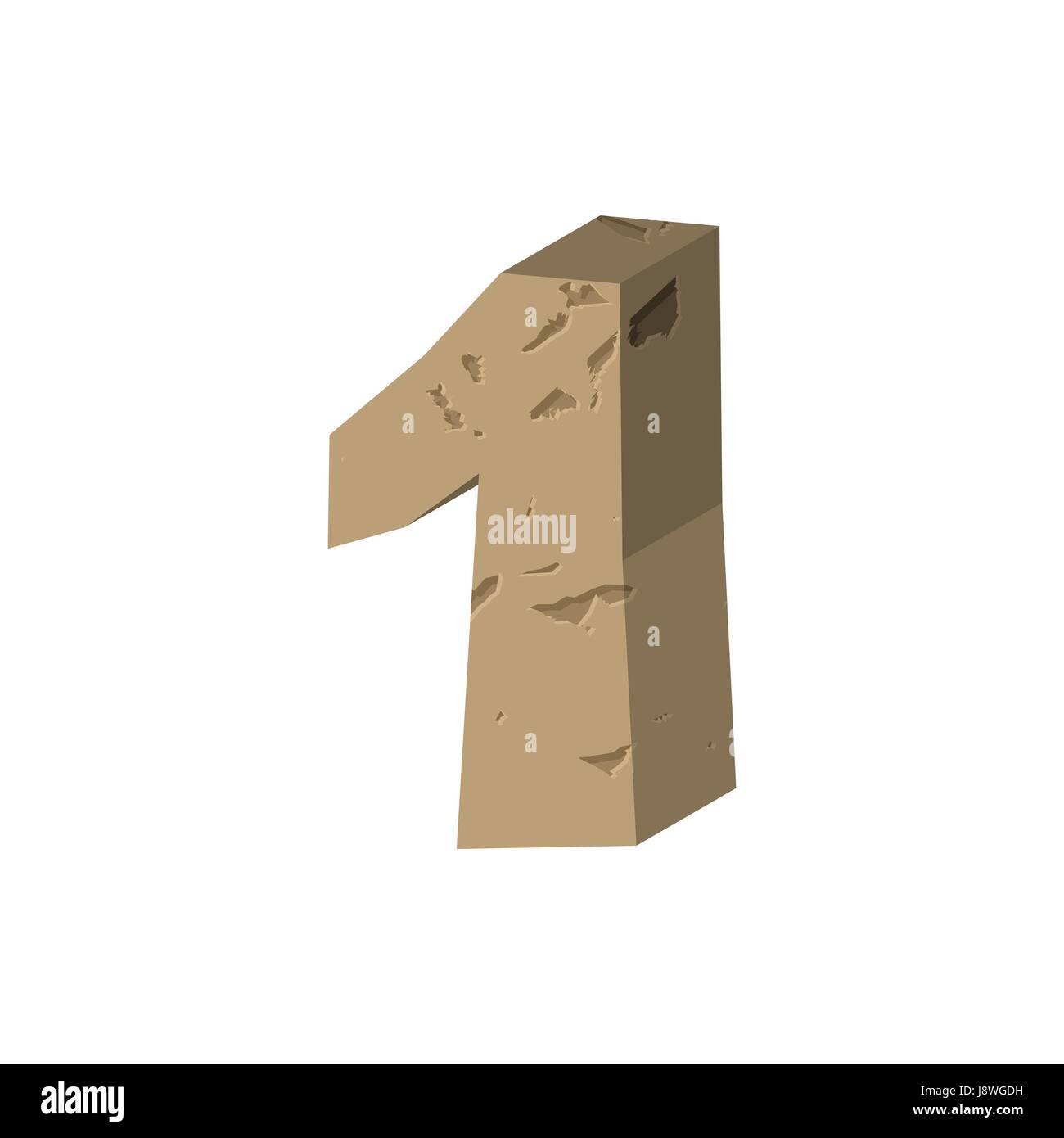 Number 1 stone. Rock font one. Stones alphabet symbol. rocky crag ABC ...