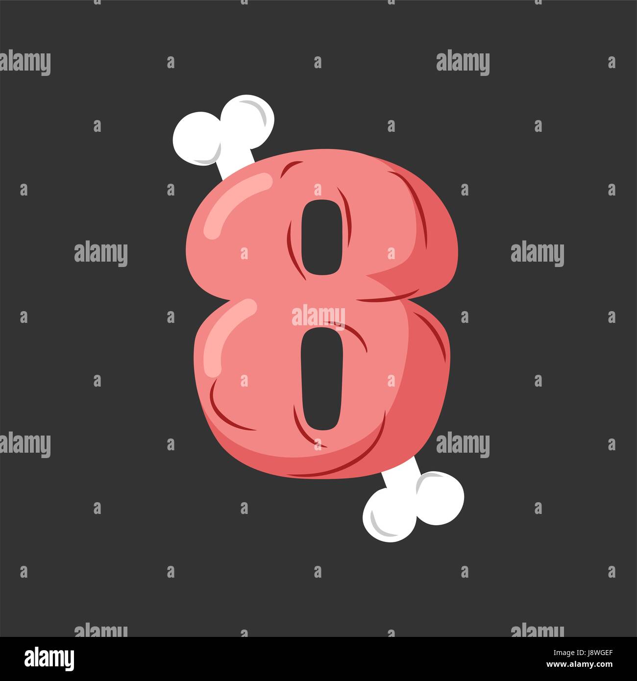 Number 8 meat. Pork and bone font eight. Ham alphabet sign. Beef ABC ...