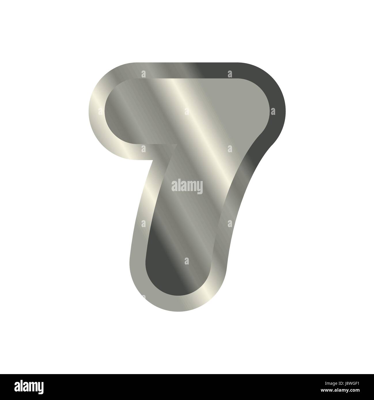 Number 7 steel. Metal font seven. Silver alphabet sign. Iron ABC symbol ...