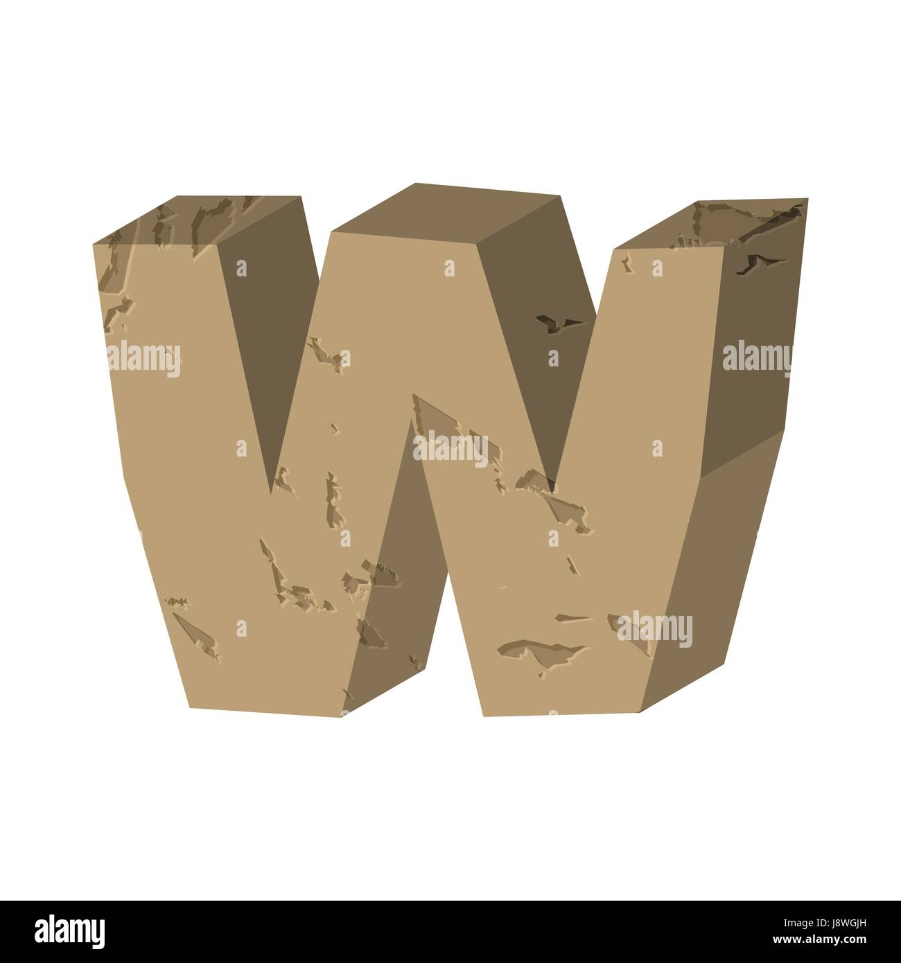 Letter W stone font. Rock alphabet symbol. Stones crag ABC sign Stock ...