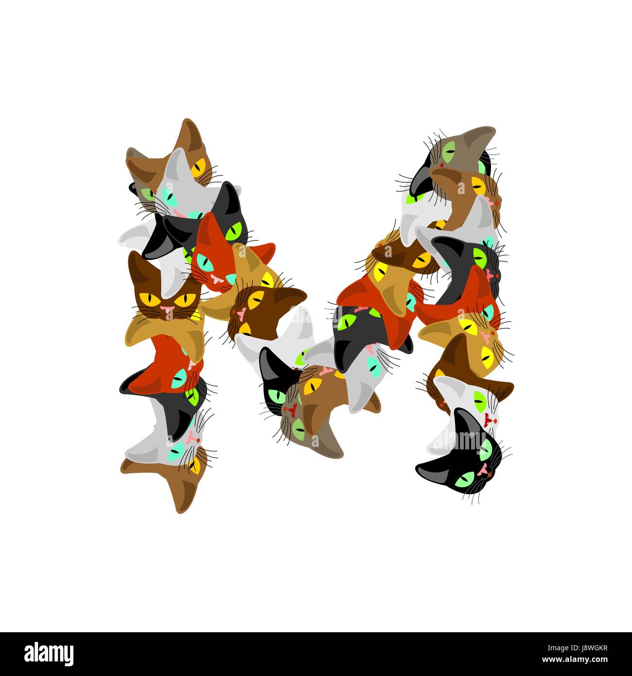 letter M Cat font. Pet alphabet symbol. home animal ABC sign Stock ...