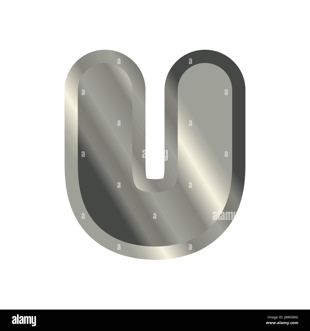 Letter U steel font. Metal alphabet sign. Iron ABC symbol. chromium ...