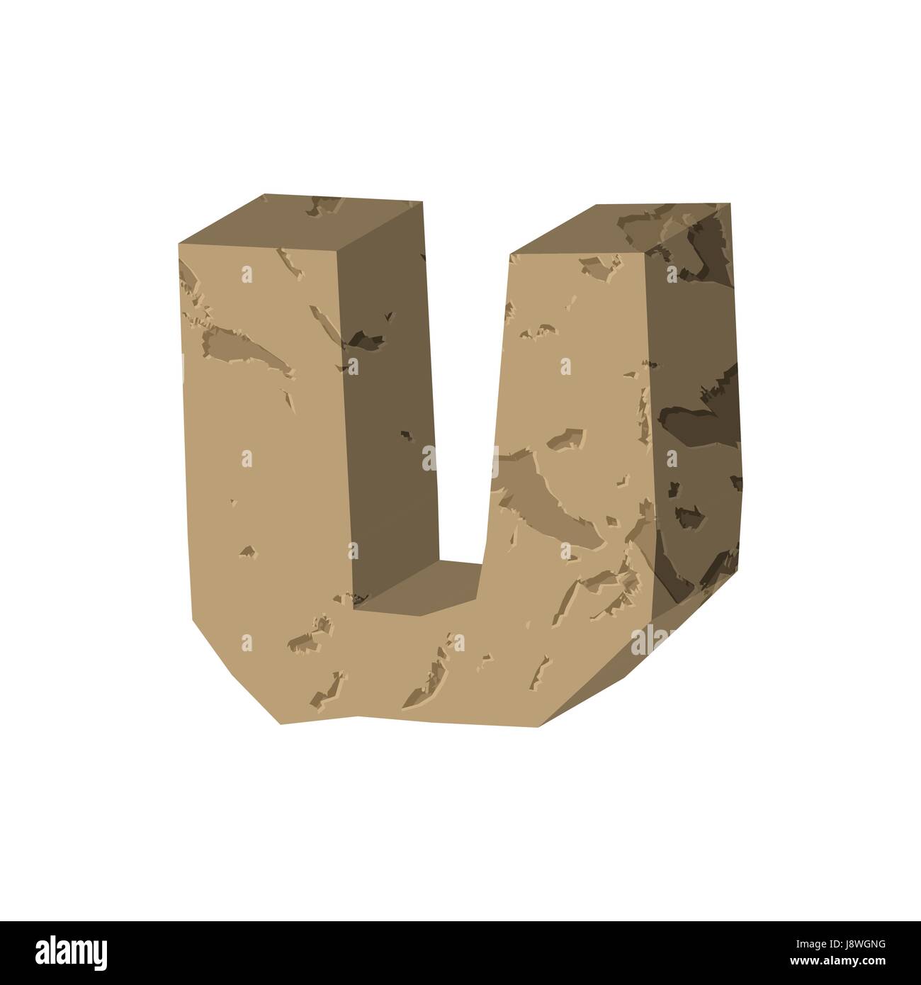 Letter U stone font. Rock alphabet symbol. Stones crag ABC sign Stock ...