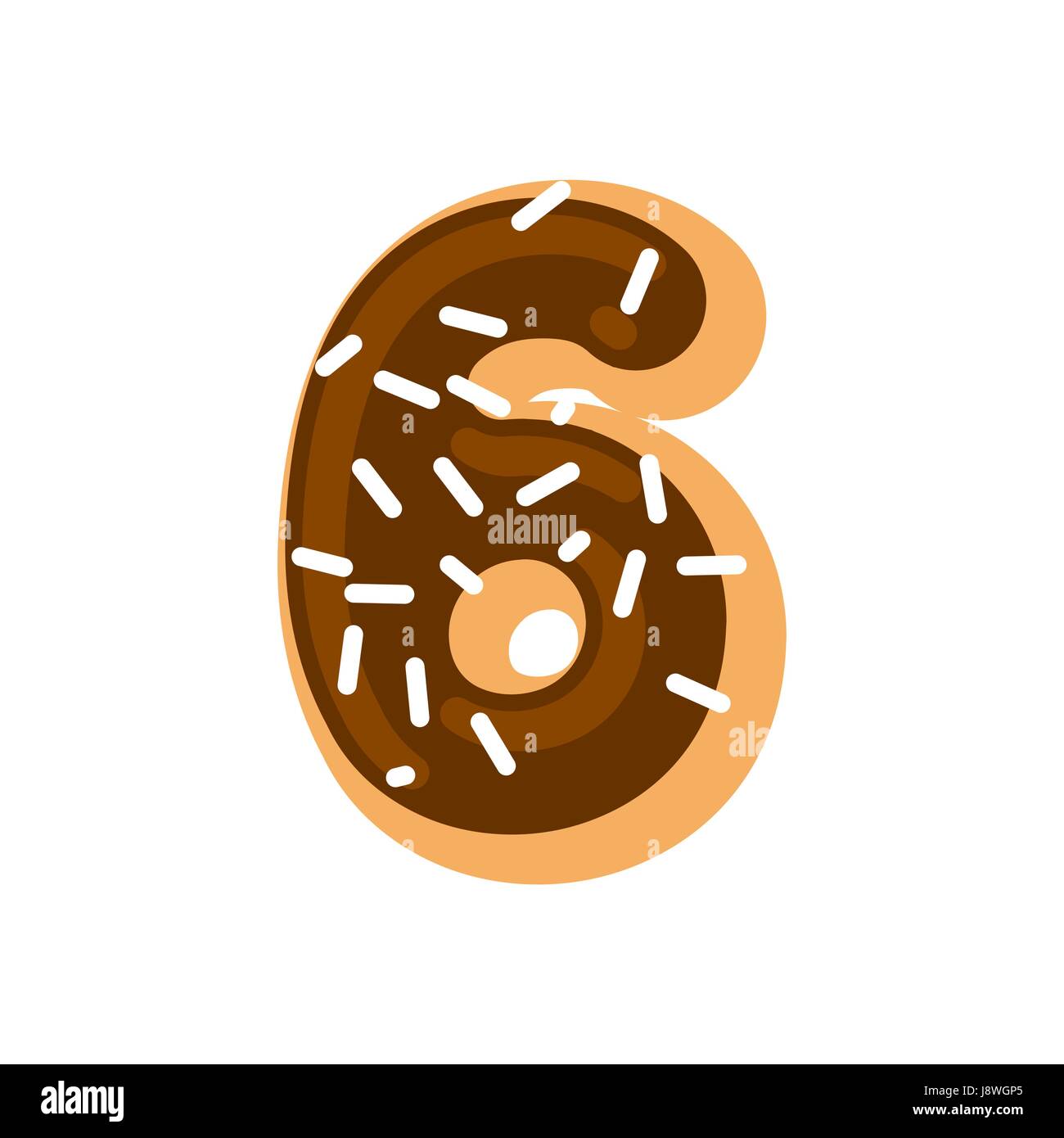 Number 6 donut. Doughnut font six. Sweet alphabet. candy lettering ...