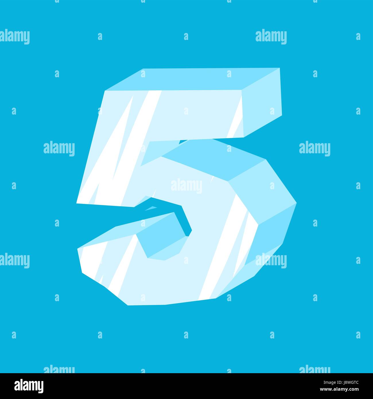 Number 5 ice. Icicles font five. Frozen alphabet symbol. Iceberg ABC ...