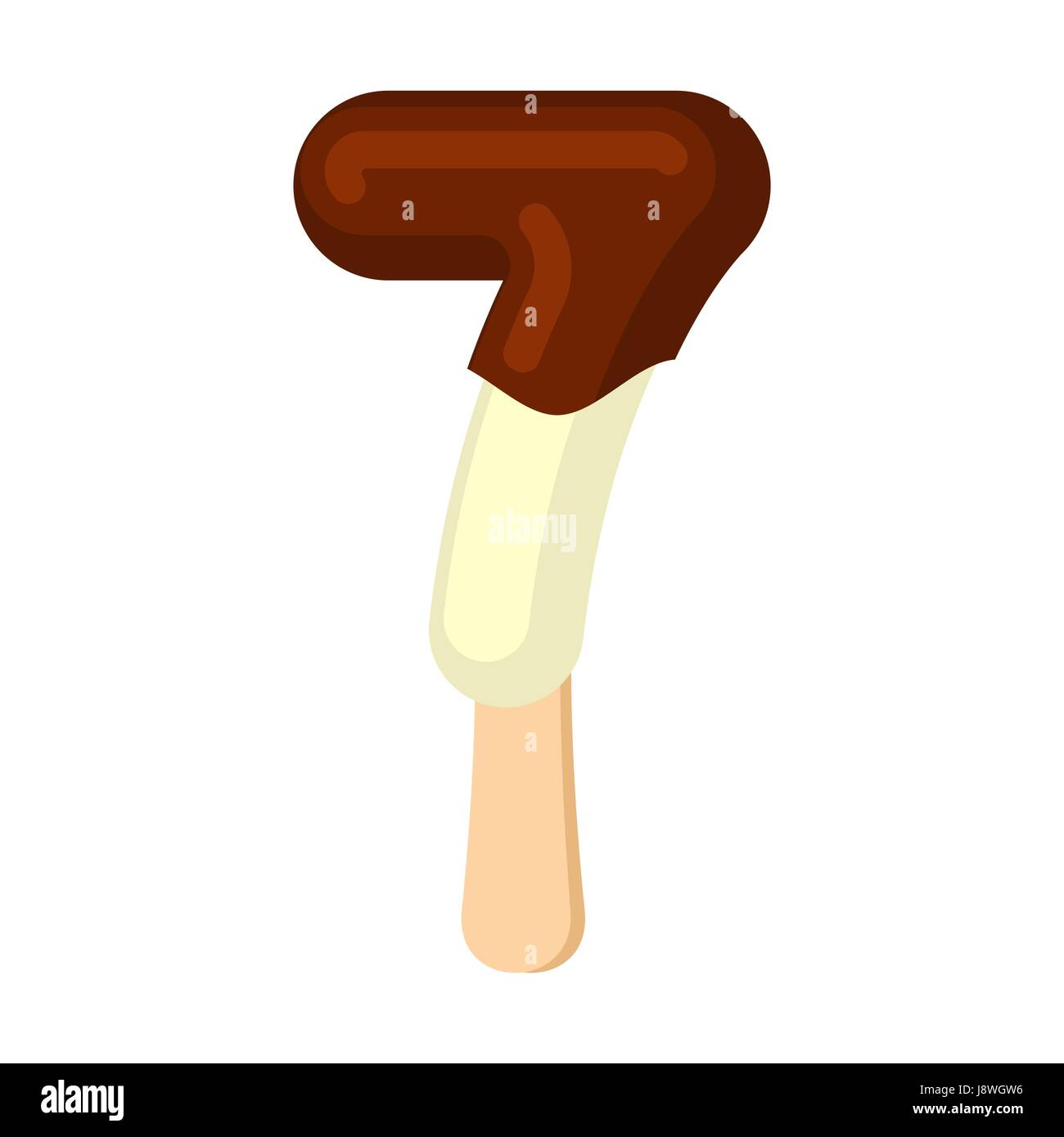 Number 7 Ice Cream font. Popsicle alphabet seven. Cold Sweet lettering ...