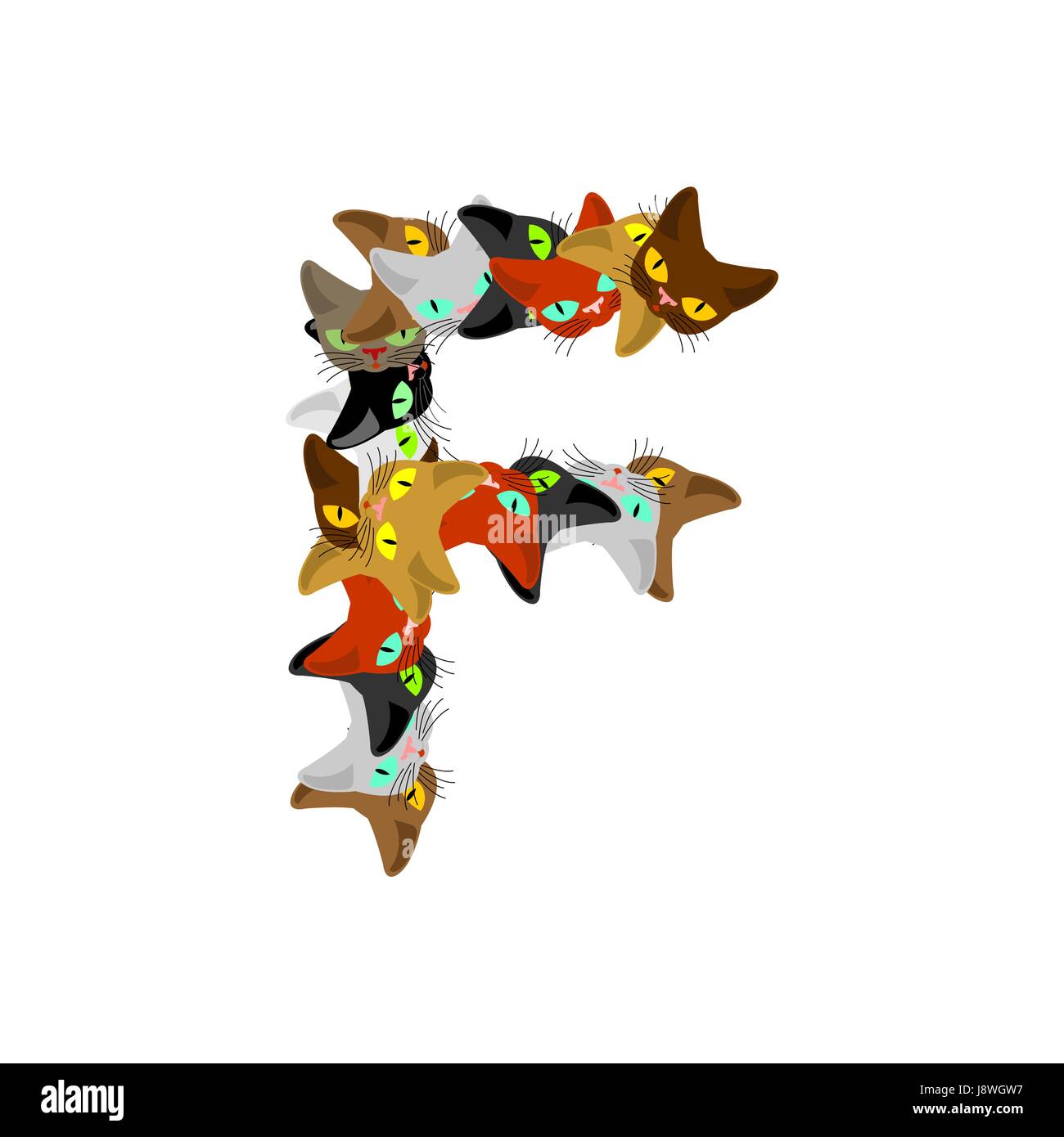 letter F Cat font. Pet alphabet symbol. home animal ABC sign Stock ...