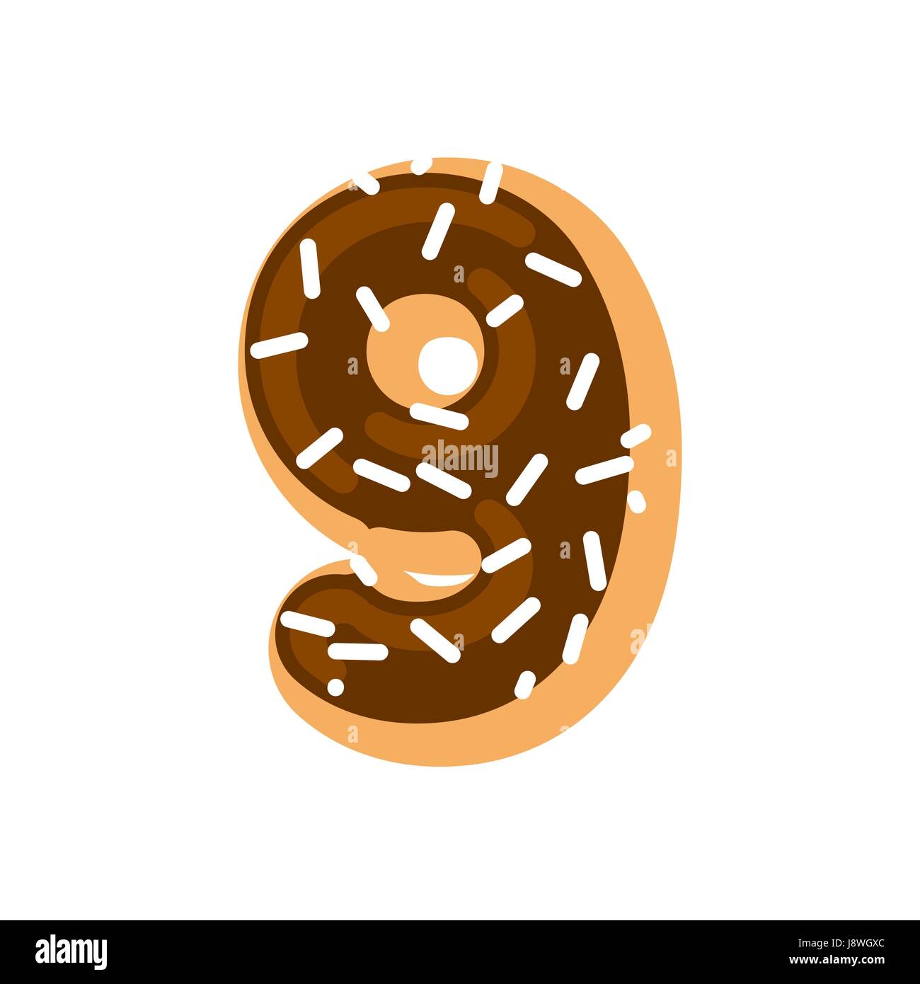 Number 9 donut. Doughnut font nine. Sweet alphabet. candy lettering ...