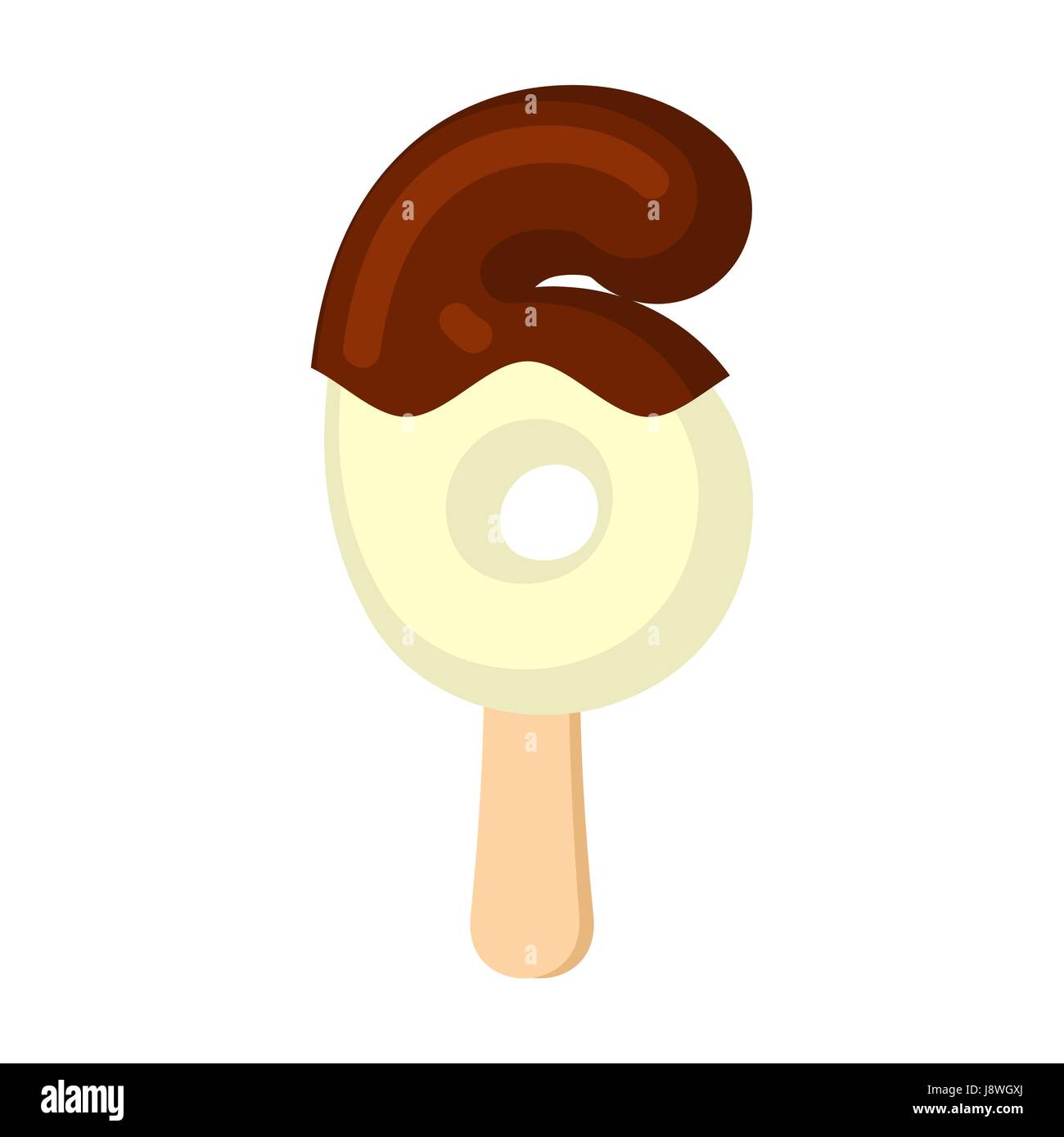 Number 6 Ice Cream font. Popsicle alphabet six. Cold Sweet lettering ...