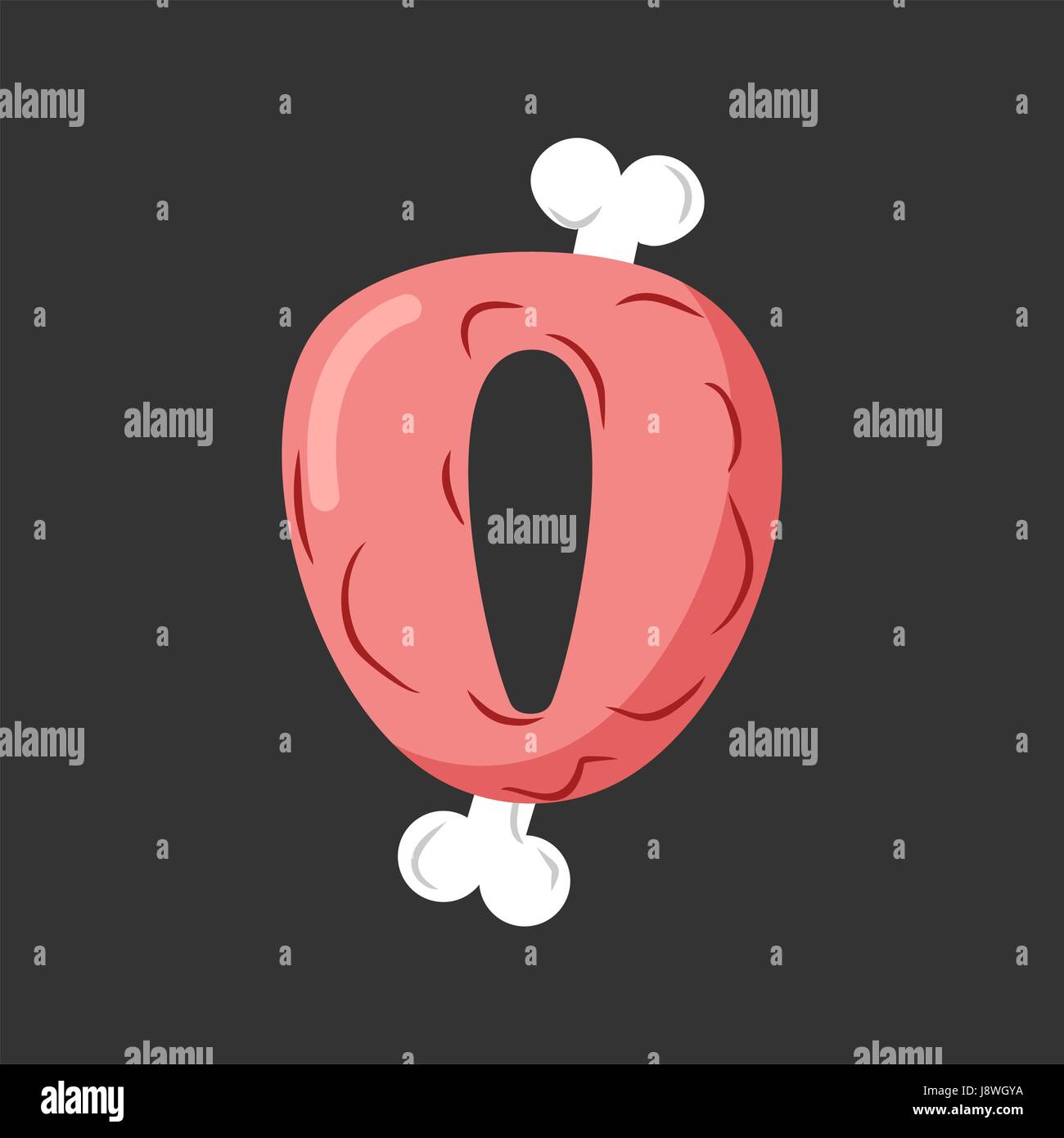 Letter O meat font. Pork and bone alphabet sign. Ham lettering. Beef ...