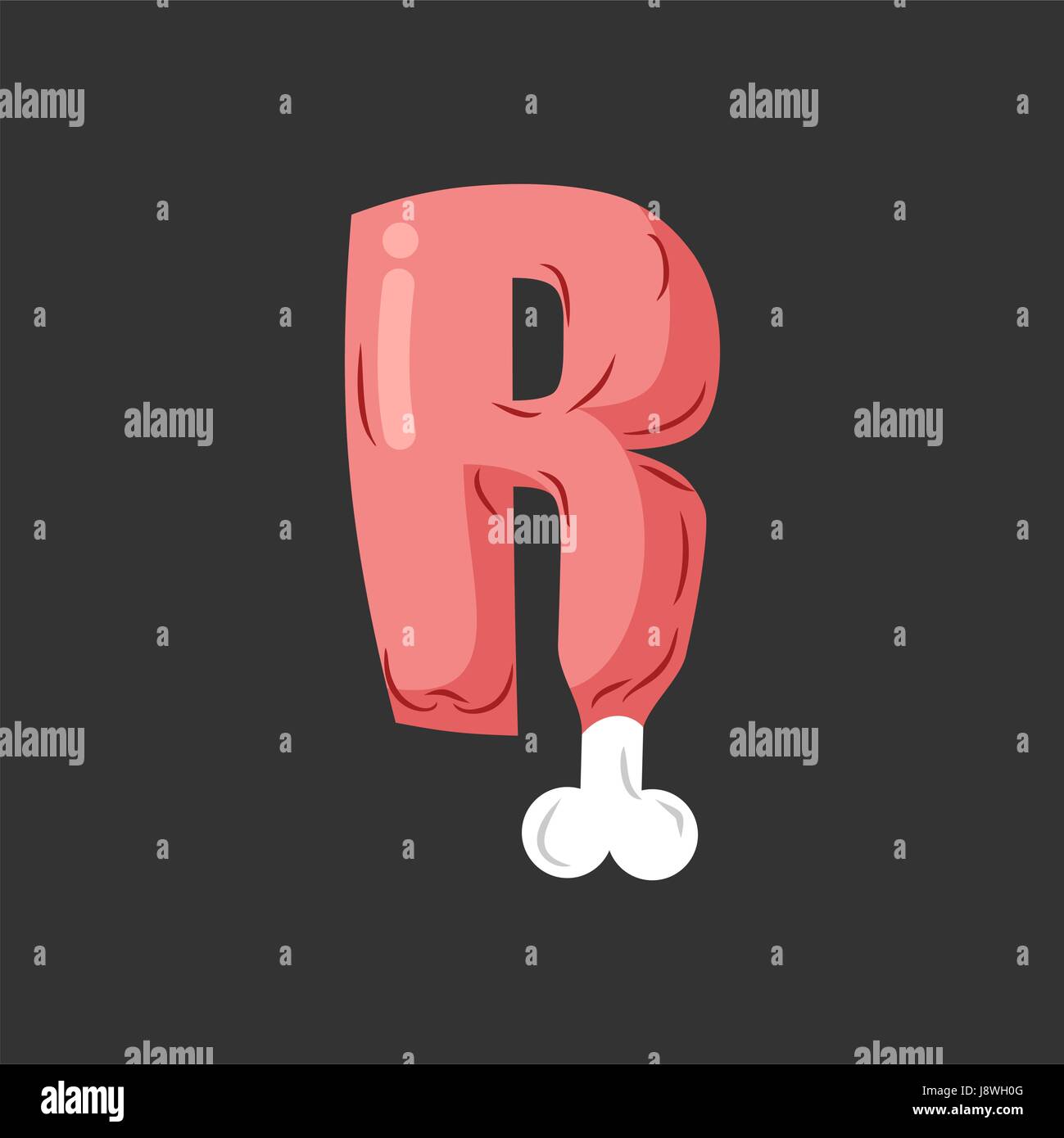 Letter R meat font. Pork and bone alphabet sign. Ham lettering. Beef ...