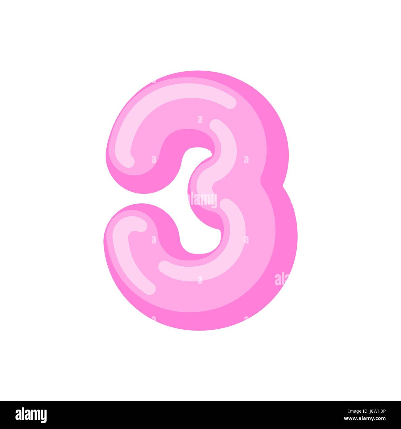 Number 3 candy font. Caramel alphabet three. lollipop lettering. Sweet ...