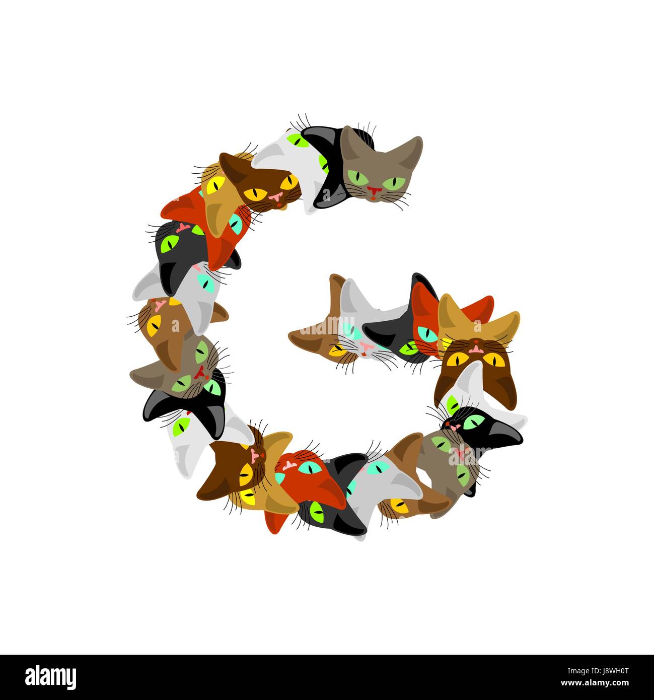 letter G Cat font. Pet alphabet symbol. home animal ABC sign Stock ...