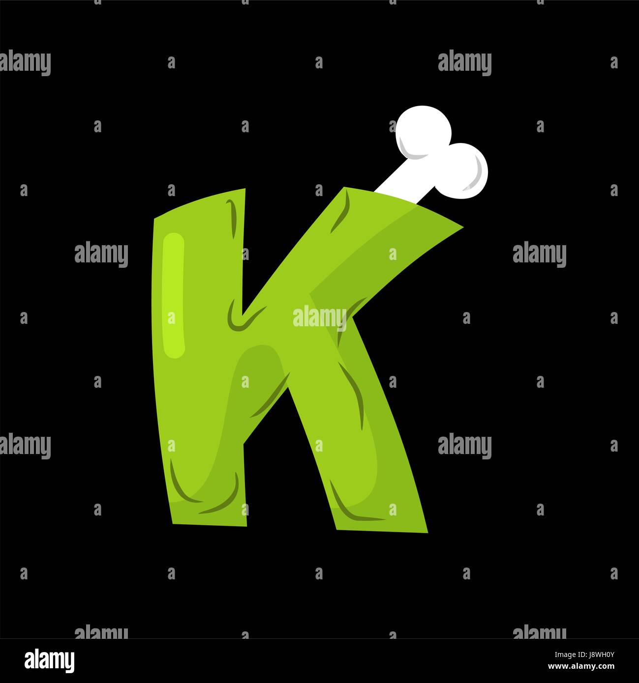 Letter K zombie font. Monster alphabet. Bones and brains lettering ...