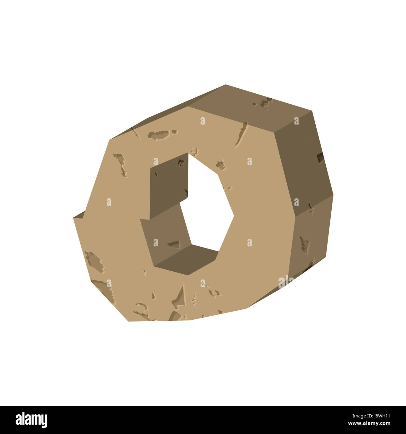 Letter O stone font. Rock alphabet symbol. Stones crag ABC sign Stock ...