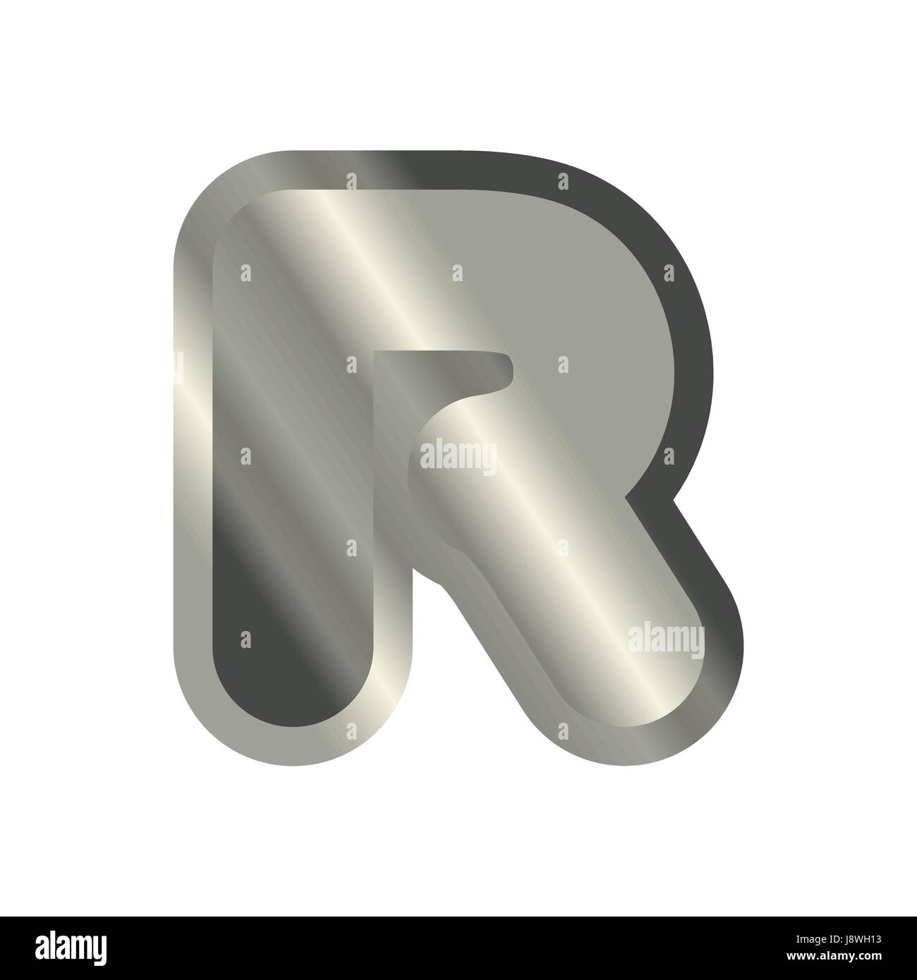 Letter R steel font. Metal alphabet sign. Iron ABC symbol. chromium ...