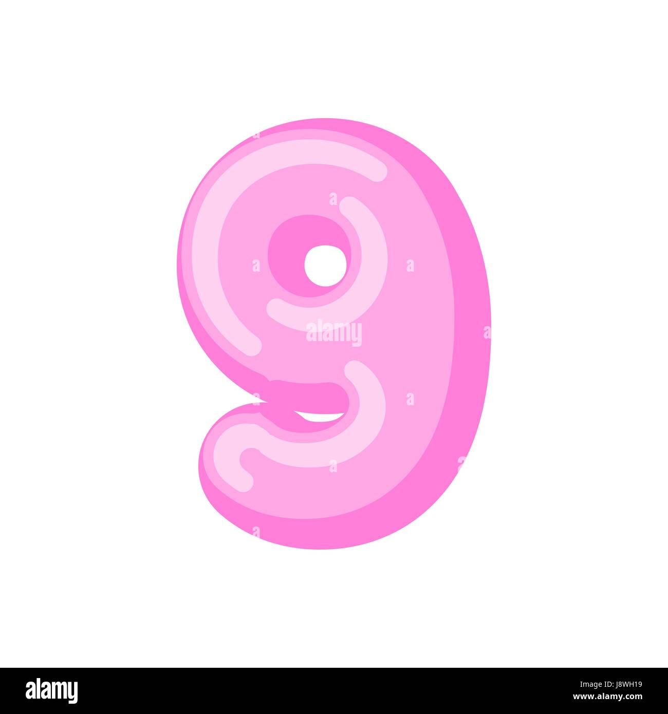 Number 9 candy font. Caramel alphabet nine. lollipop lettering. Sweet ...