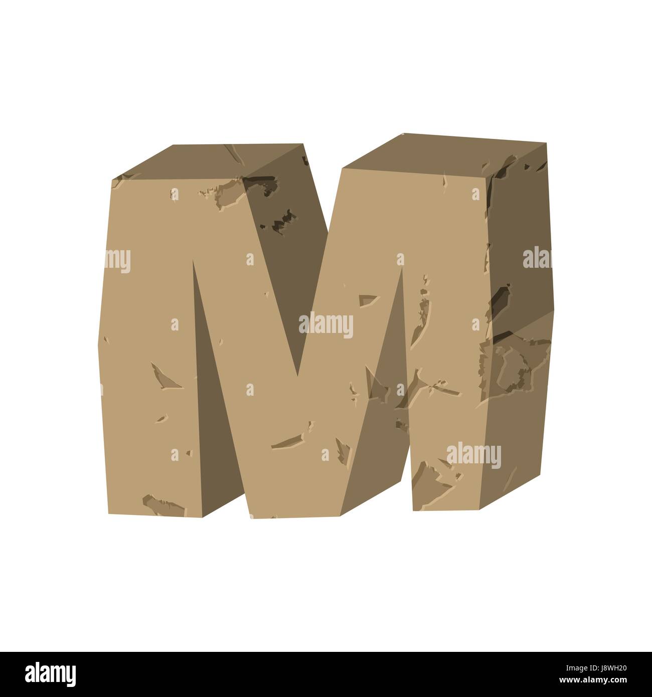 Letter M stone font. Rock alphabet symbol. Stones crag ABC sign Stock ...