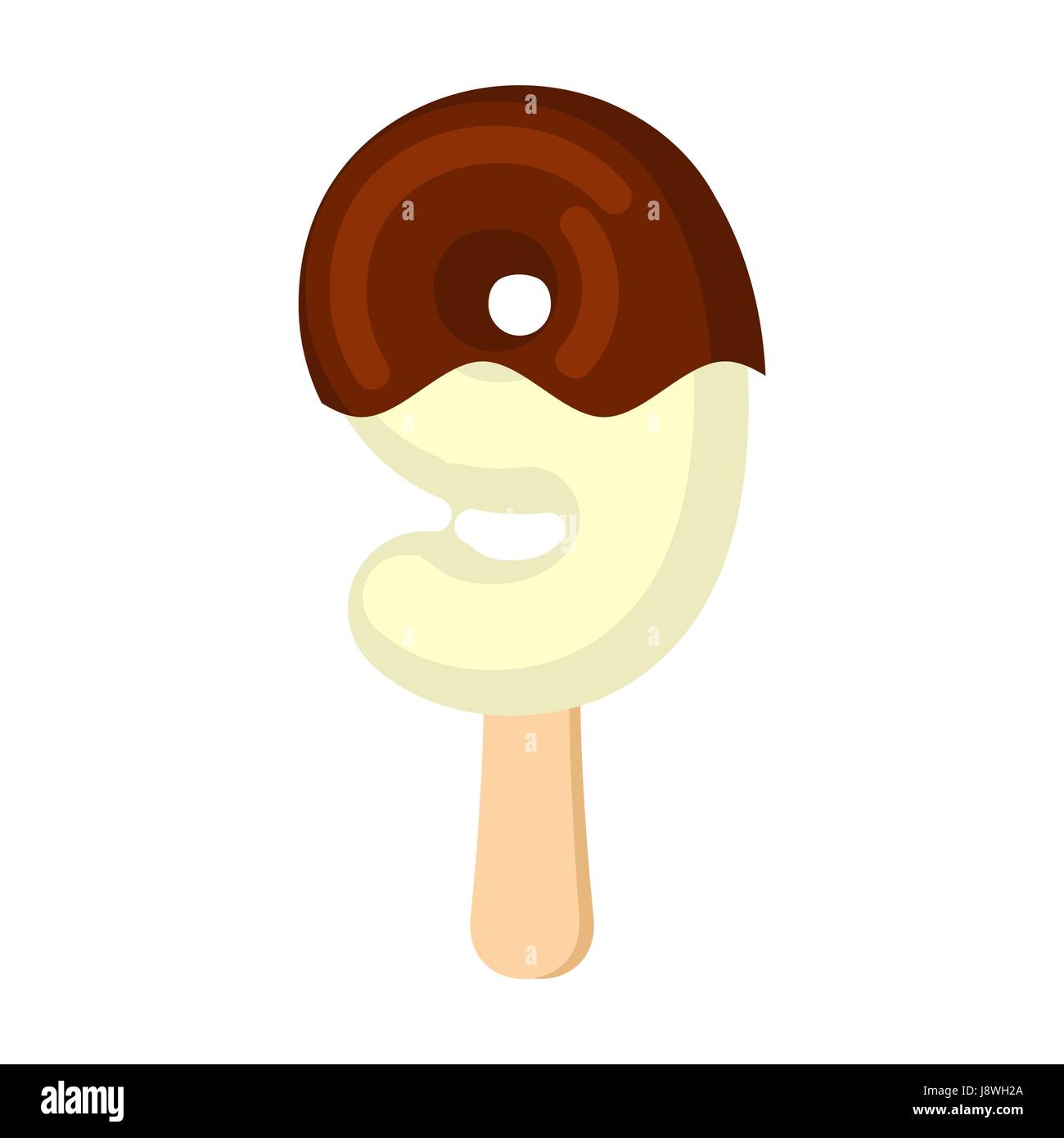 Number 9 Ice Cream font. Popsicle alphabet nine. Cold Sweet lettering ...