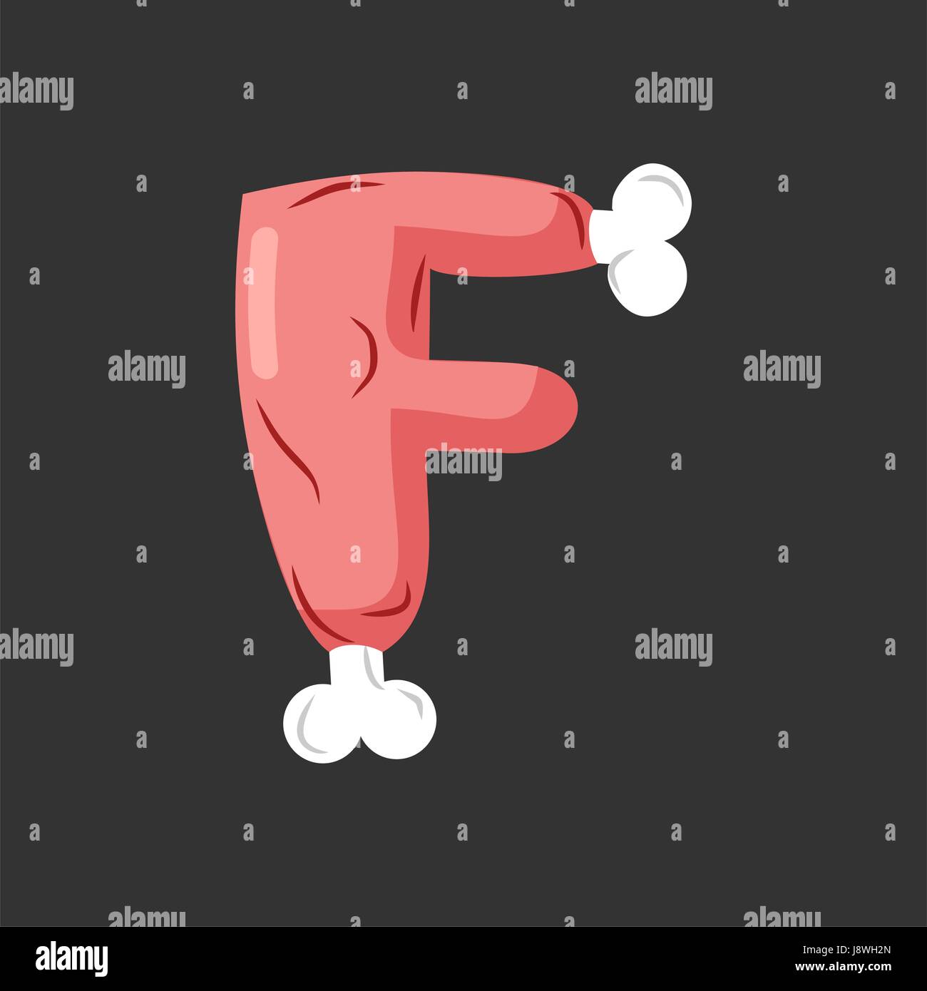Letter F meat font. Pork and bone alphabet sign. Ham lettering. Beef ...